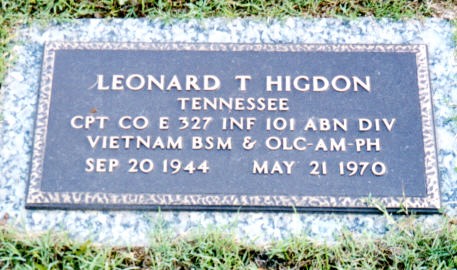 Captain Leonard Thomas Higdon grave marker | Higdon Family Association
