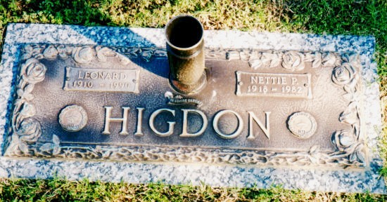 Leonard and Nettie Higdon grave marker | Higdon Family Association
