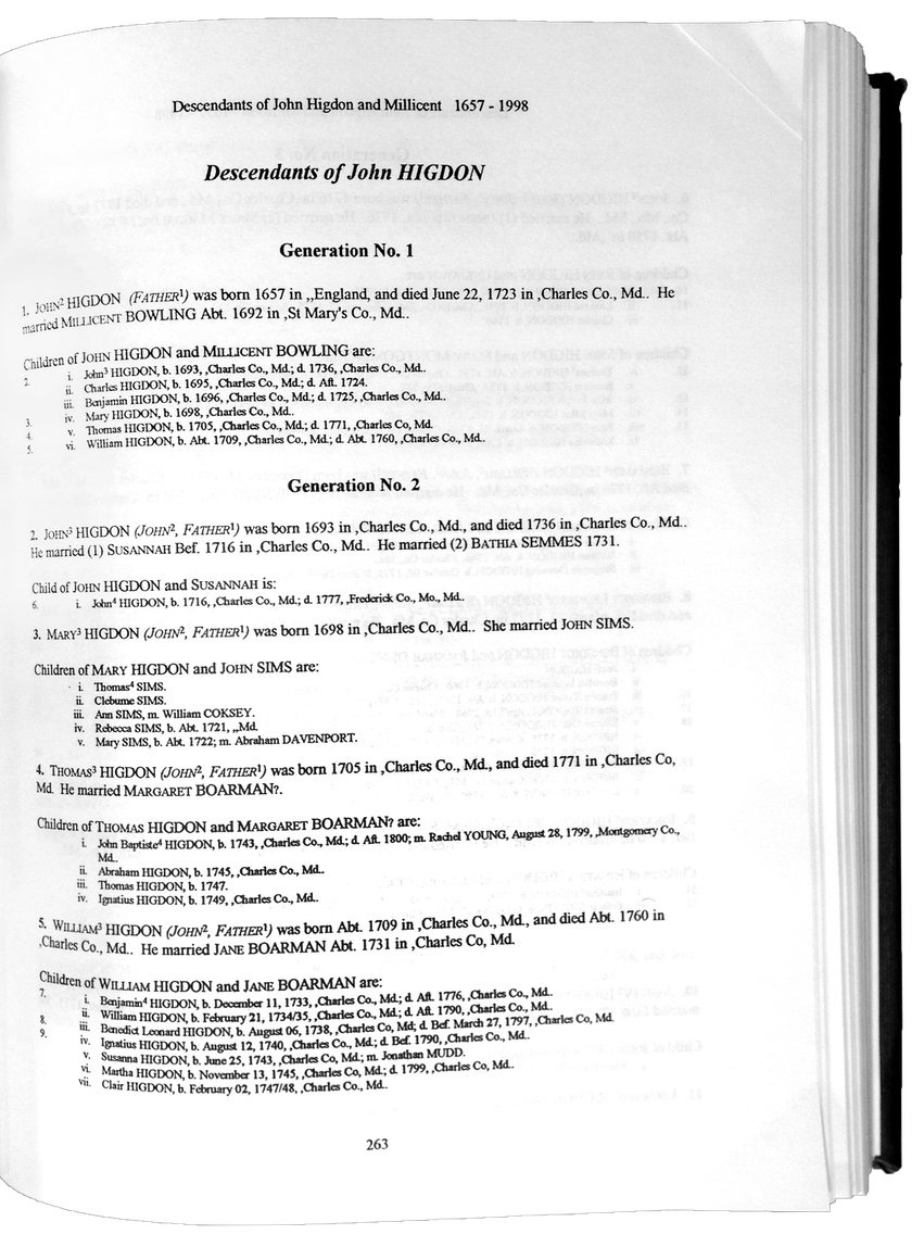 Register report of Generation 6: Leonard HIGDON (b.1795), Theiss, p ...