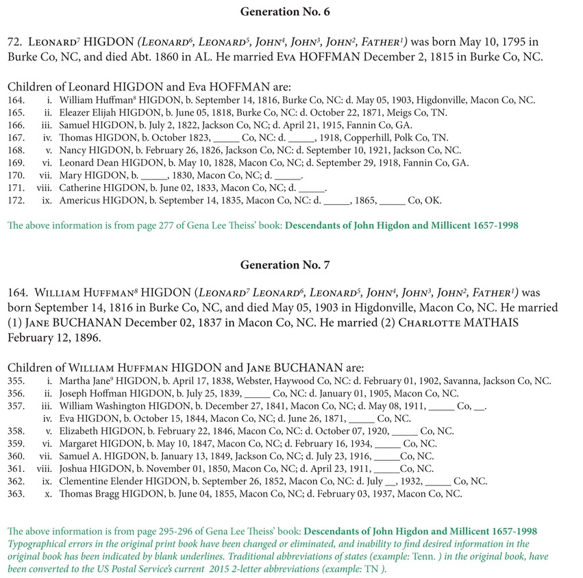 Register report excerpts, Thiess, p. 277, p. 295-6 | Higdon Family ...
